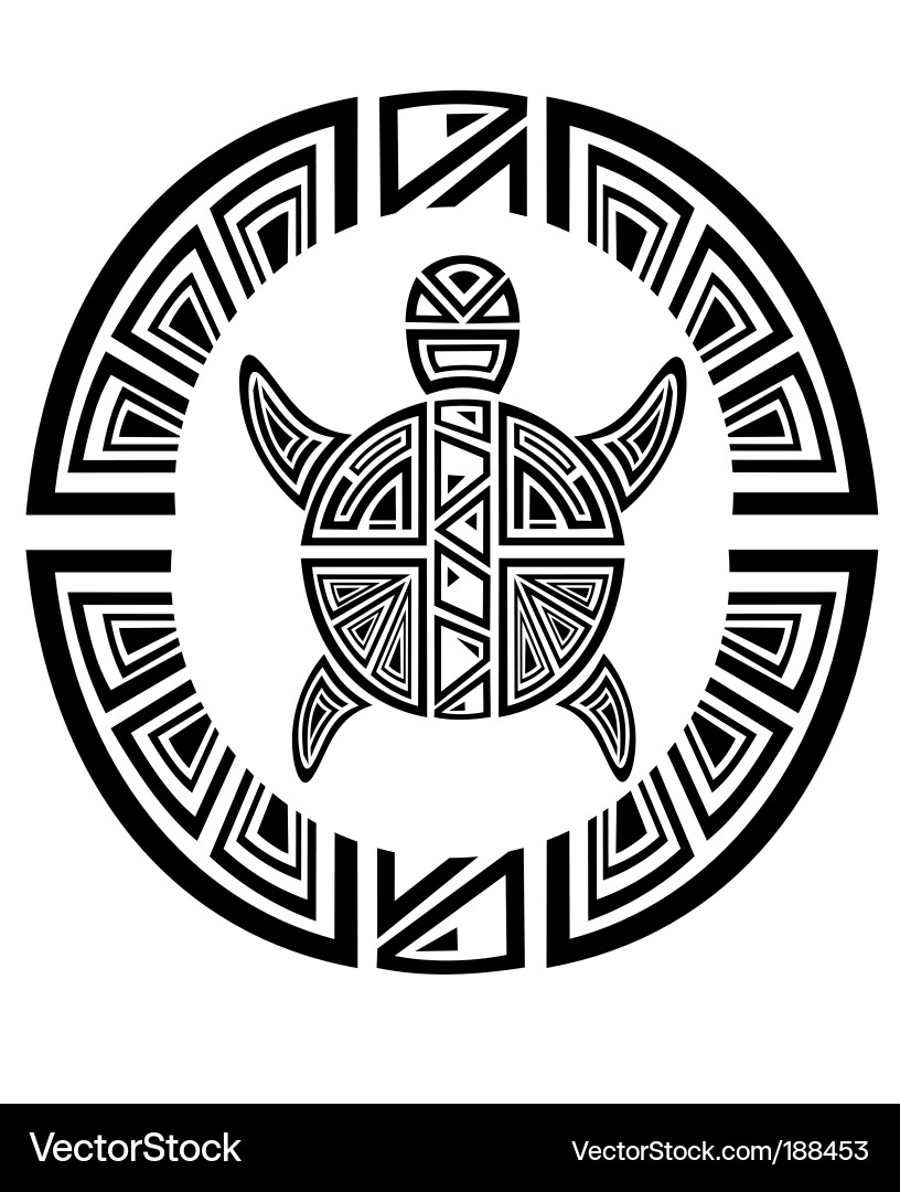 Tribal Turtle Wheel Tattoo Royalty Free Vector Image