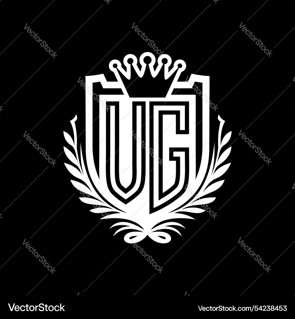 Vg letter logo heraldic shield shape with crown Vector Image