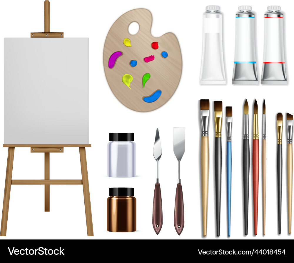 Artist tools realistic set Royalty Free Vector Image