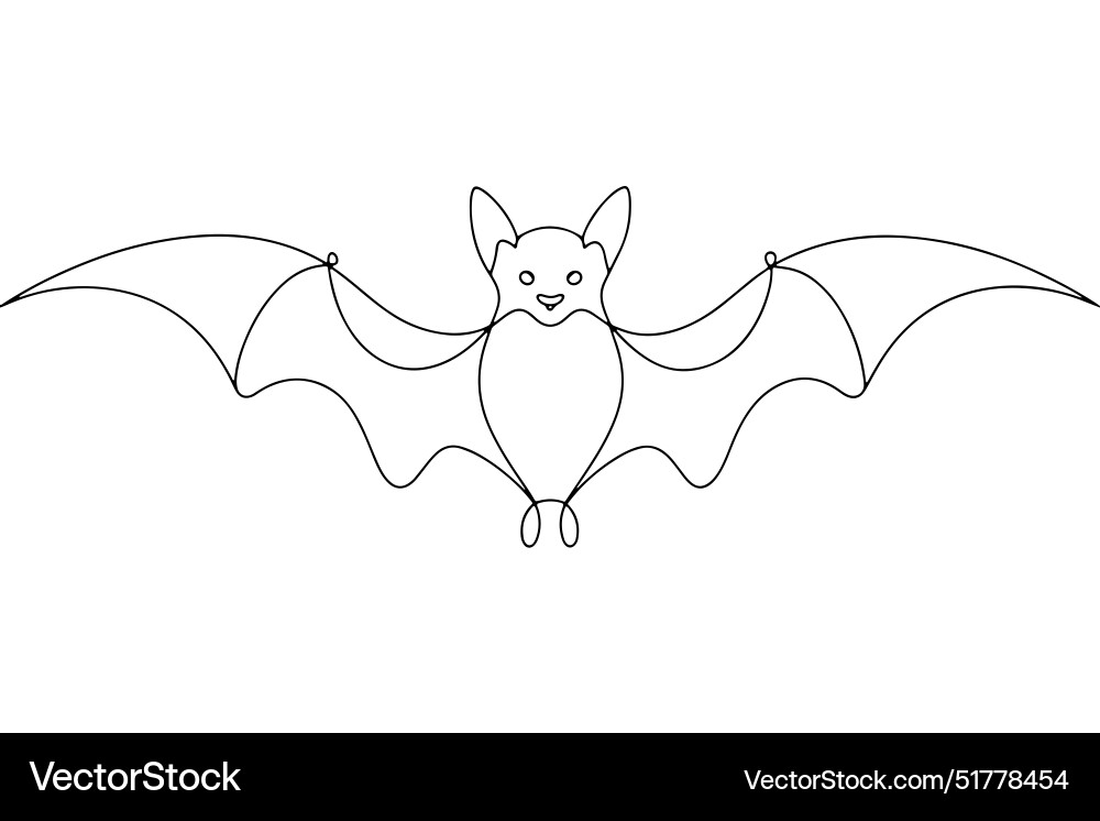Bat continuous line art on white background Vector Image