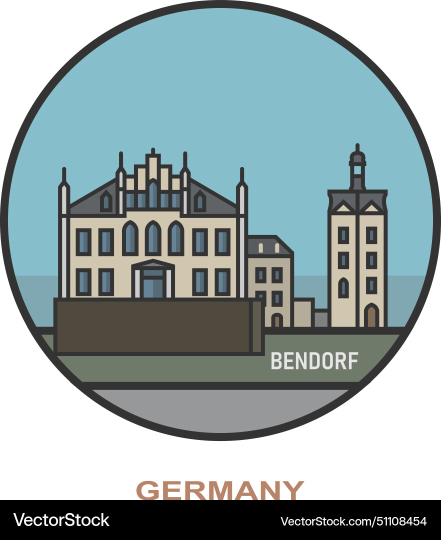 Bendorf cities and towns in germany Royalty Free Vector