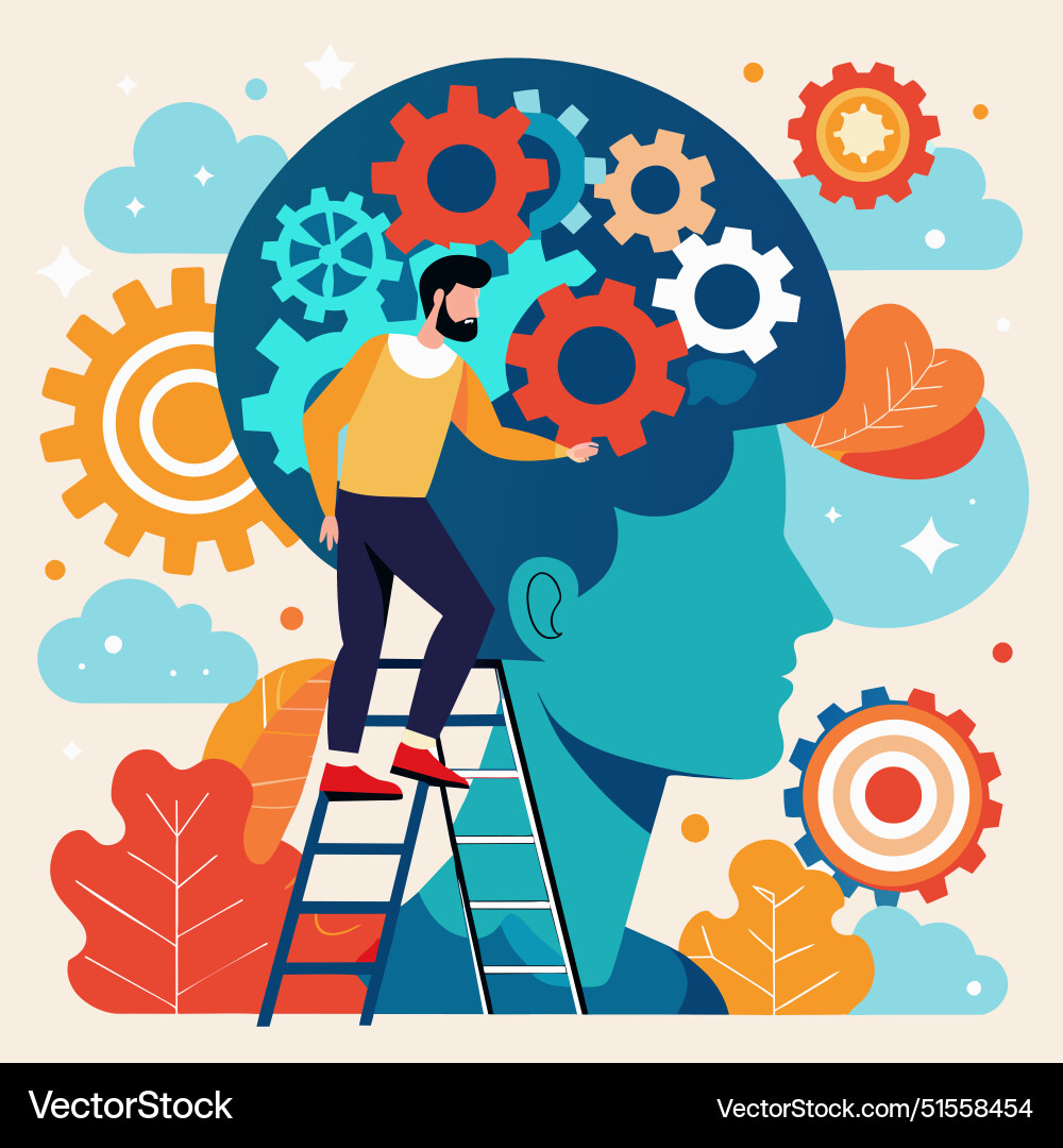 Brain maintenance fixing emotional and mental Vector Image