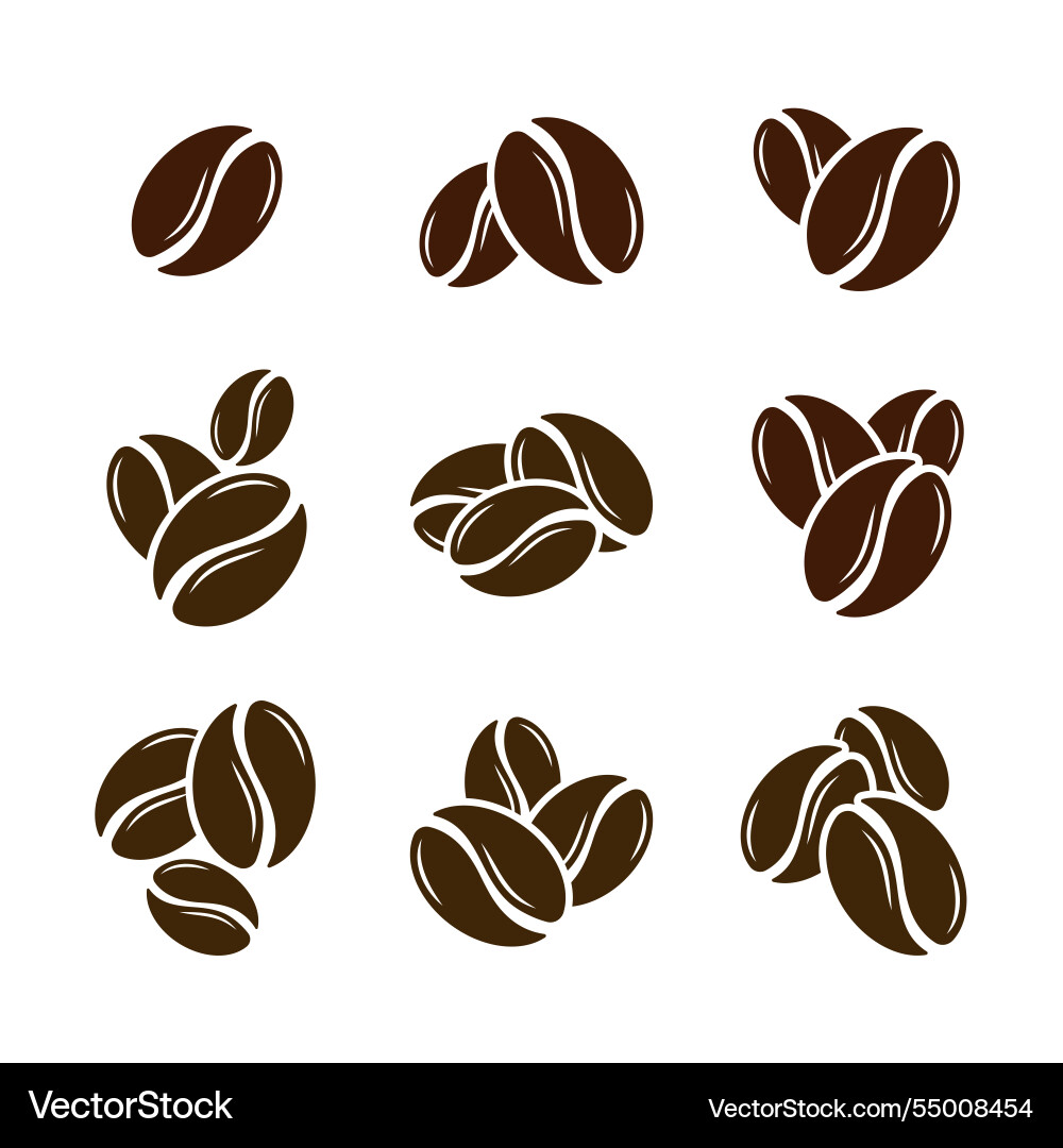 Coffee Beans Icon Set Royalty Free Vector Image