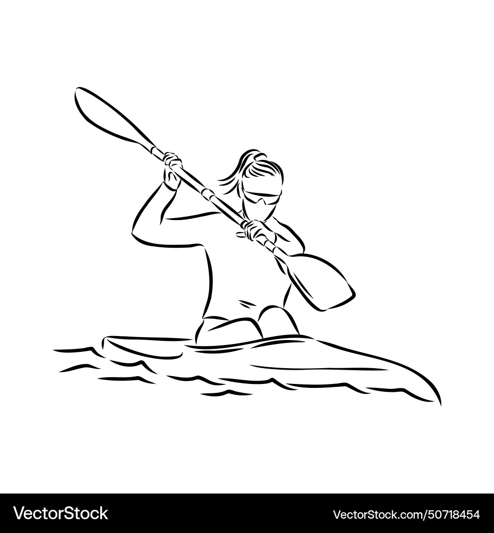 Doodle style canoe and paddles sketch in format Vector Image