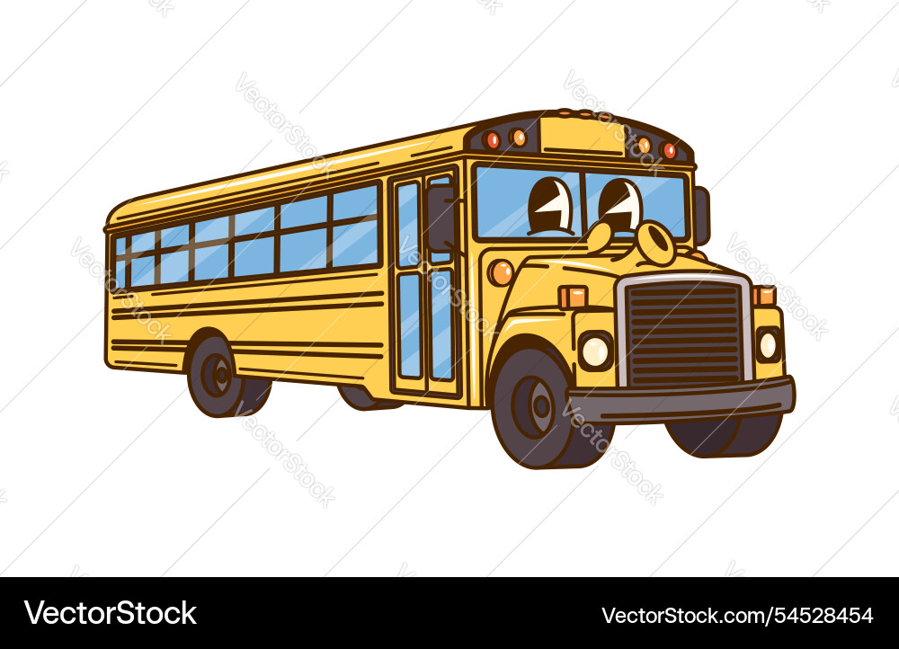 Groovy school bus education retro y2k character Vector Image