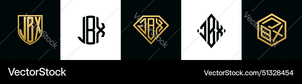 Initial letters jbx logo designs bundle Royalty Free Vector