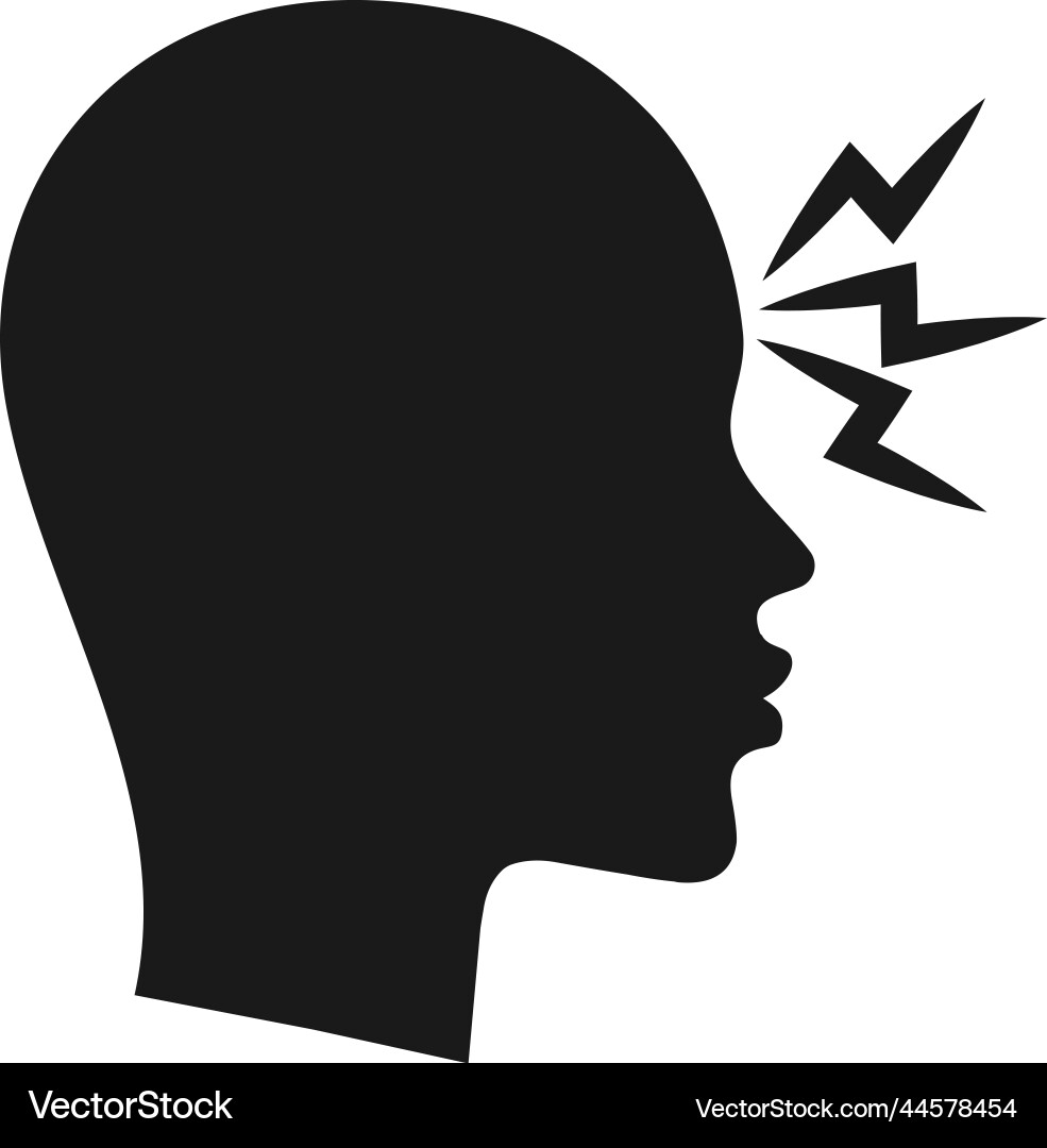 Migraine icon black headache symbol forehead Vector Image