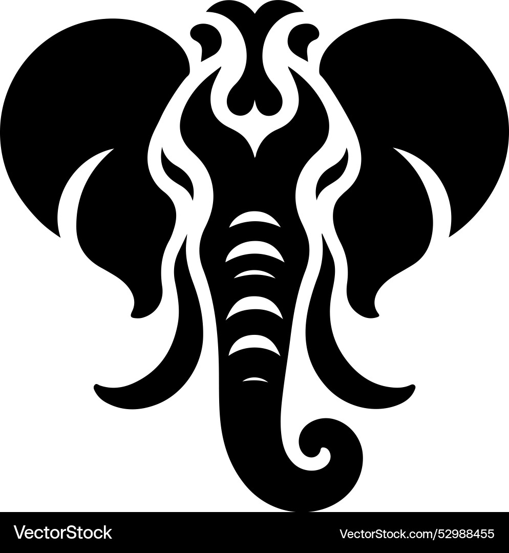 Big and bold elephant head silhouette Royalty Free Vector