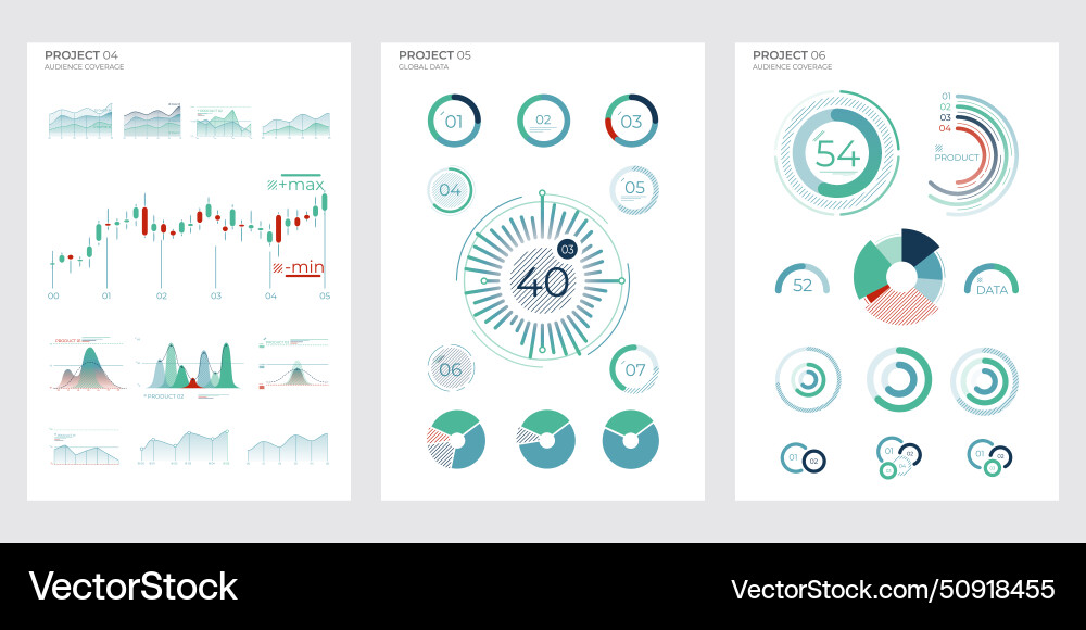 Design business elements charts in color finance Vector Image