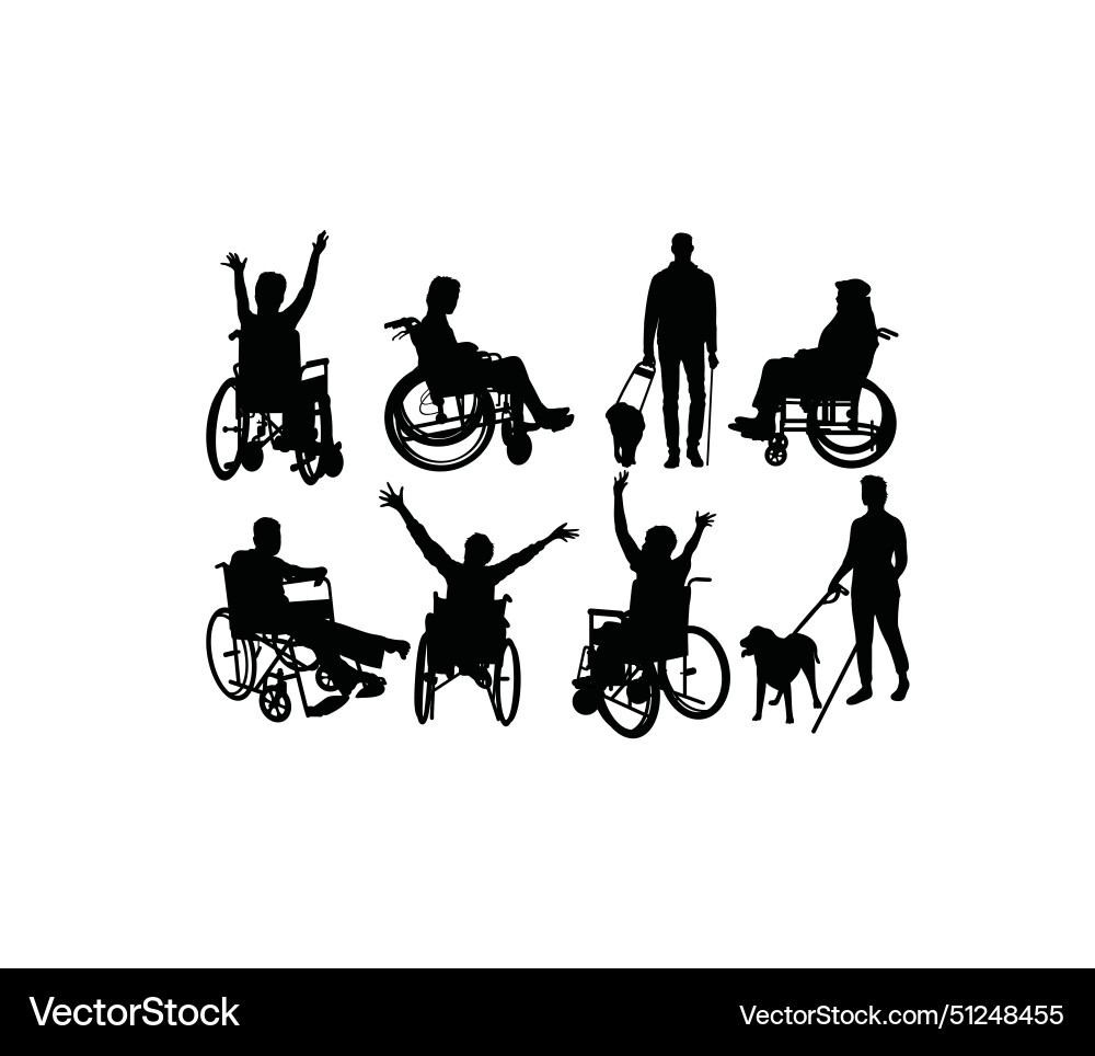 Disabled activity silhouettes Royalty Free Vector Image