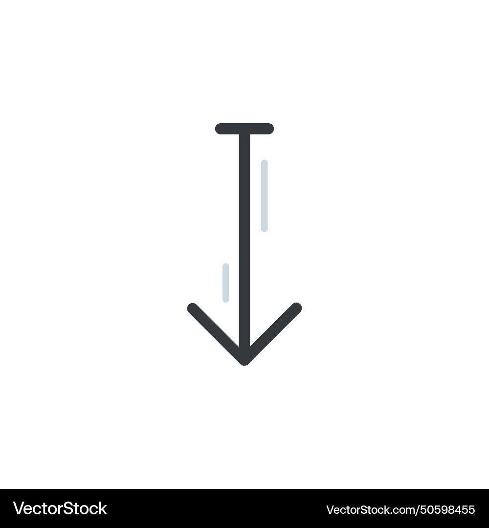 Down key icon arrow isolated on white Royalty Free Vector
