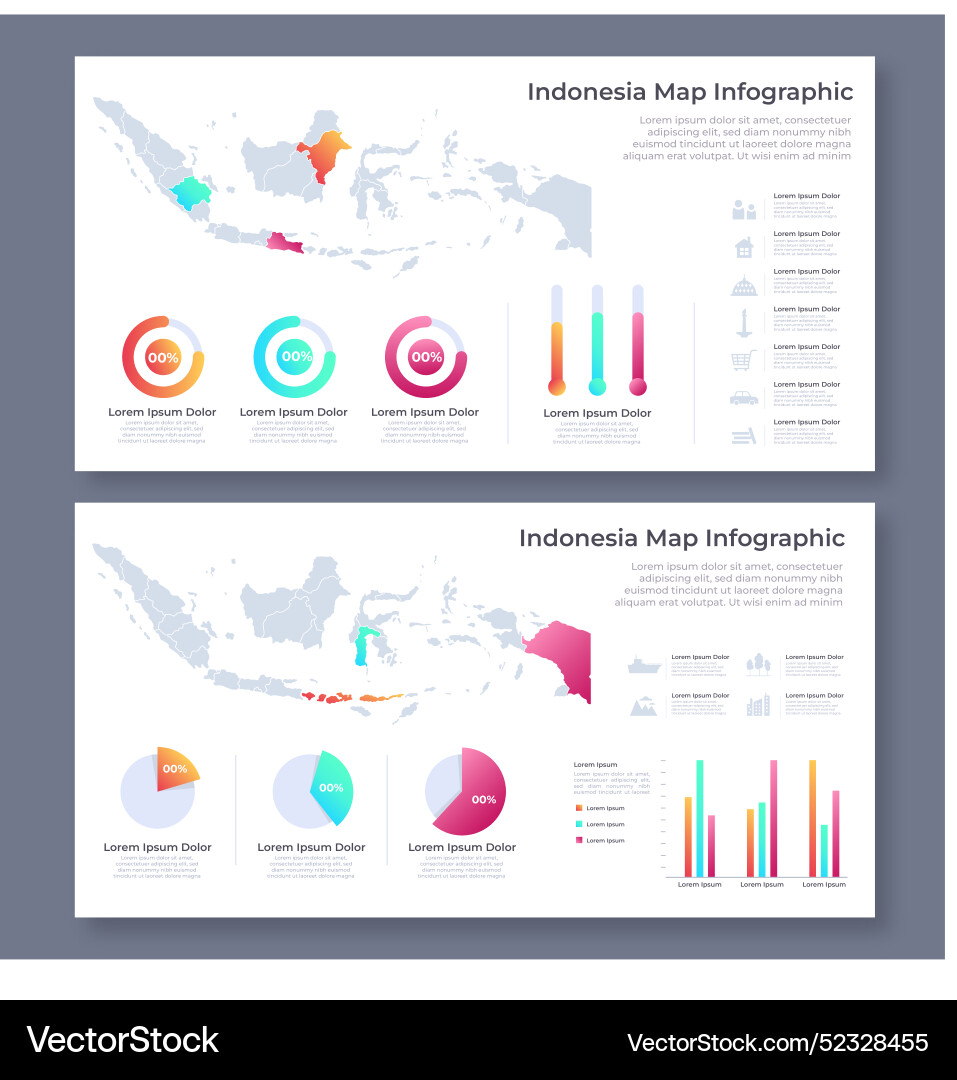 Linear indonesia map infographic template Vector Image