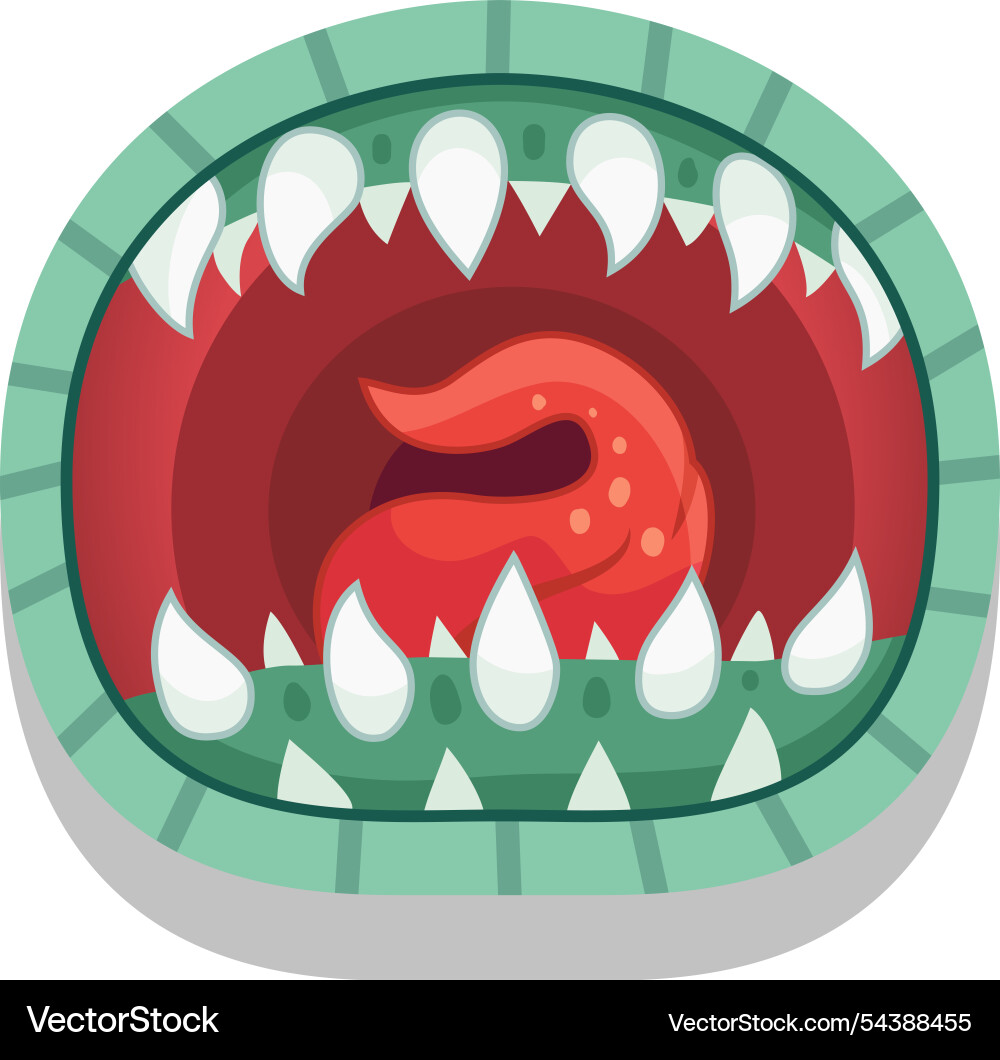 Scary green monster with sharp teeth Royalty Free Vector
