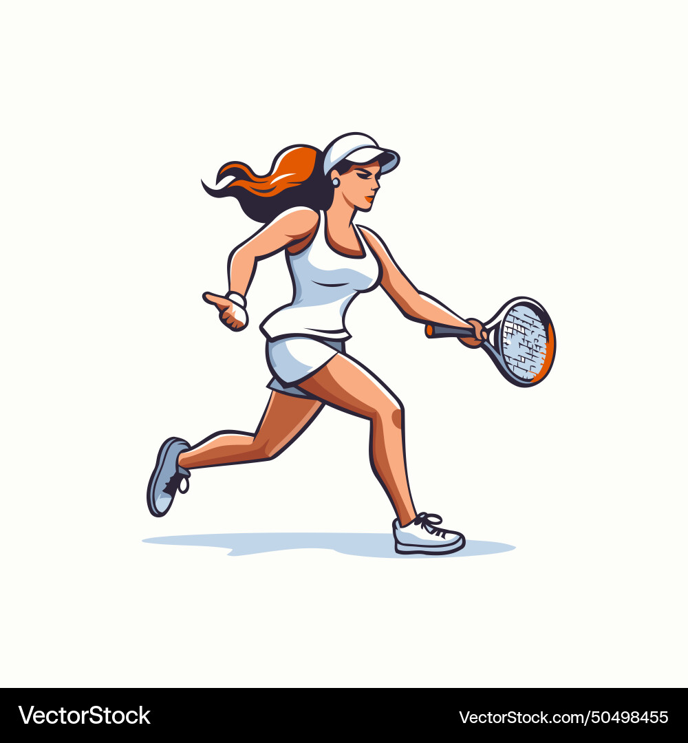 Tennis player with racket in action cartoon Vector Image