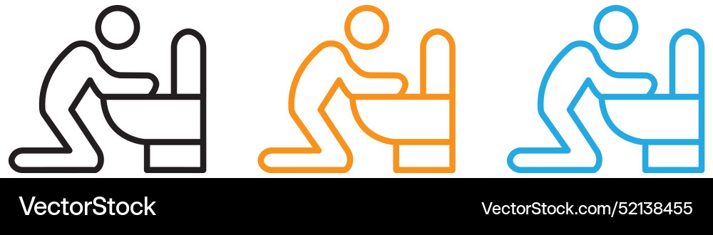 Vomiting in bathroom logo set collection for web Vector Image