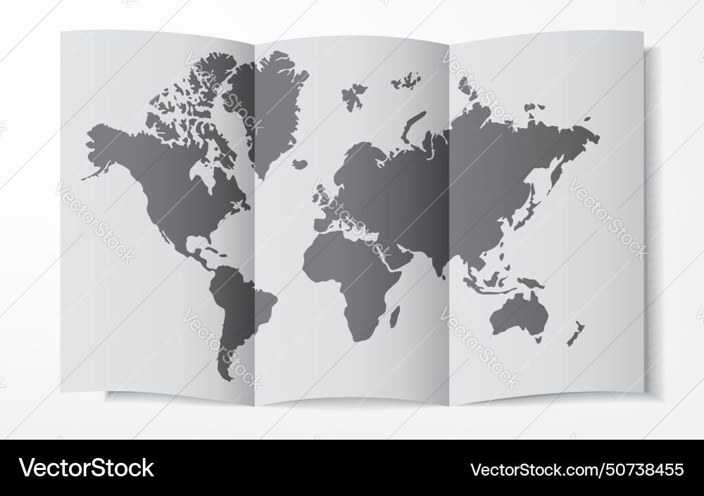 World map on a folded sheet of paper Royalty Free Vector