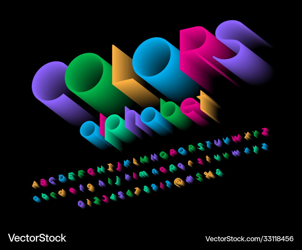 Colour font Royalty Free Vector Image - VectorStock
