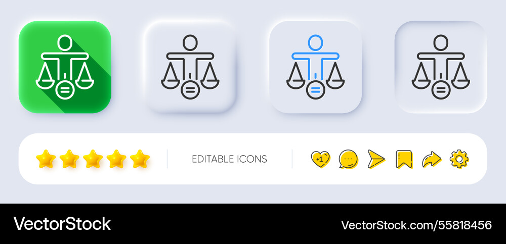 Equality line icon gender ethics sign neumorphic Vector Image