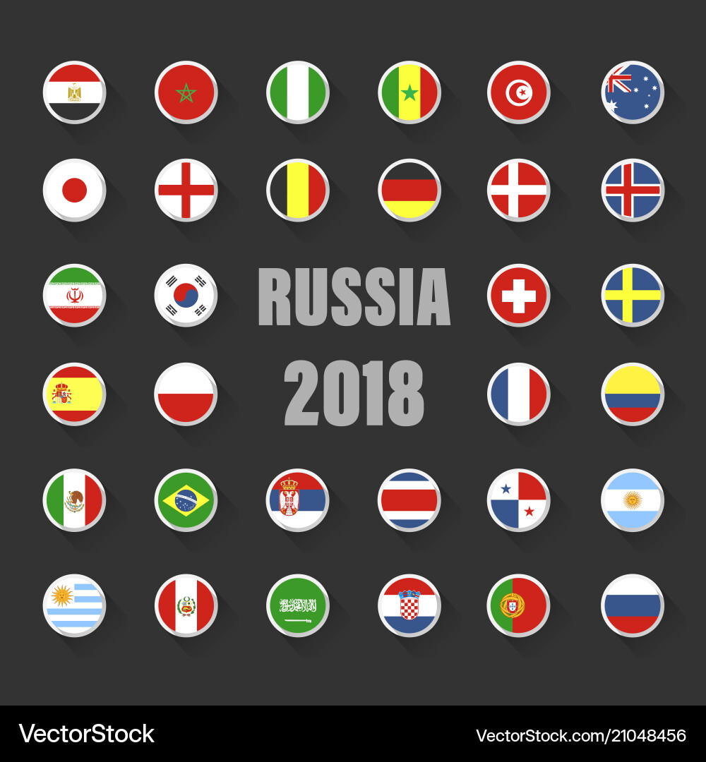 FIFA World Cup 2018 Flags Royalty Free Vector Image