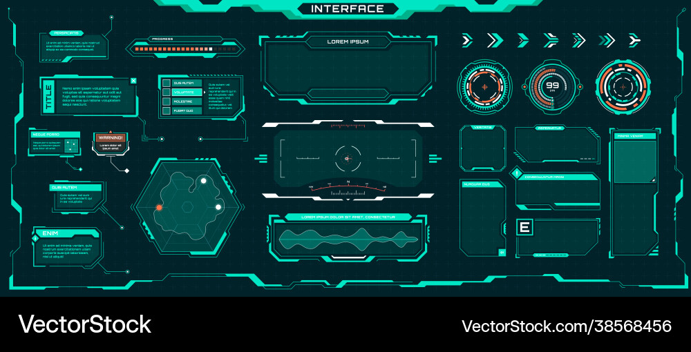 Futuristic ui elements sci-fi digital frames Vector Image