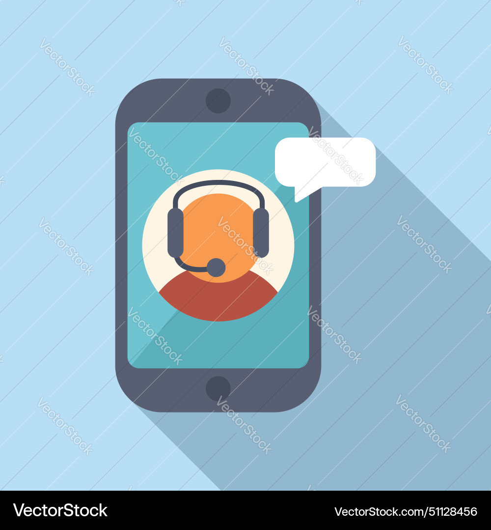 Online call chat support icon flat work Royalty Free Vector