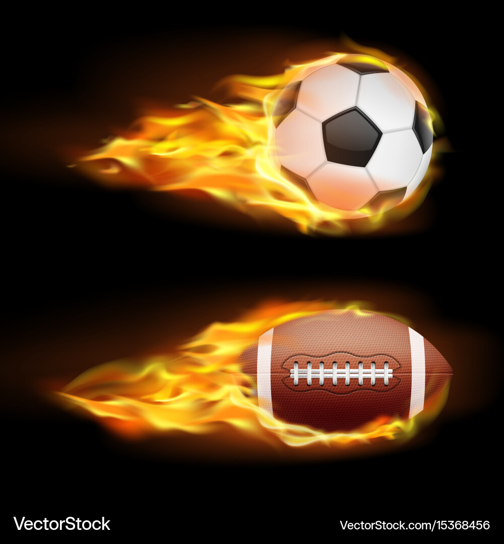 Set sports burning balls Royalty Free Vector Image