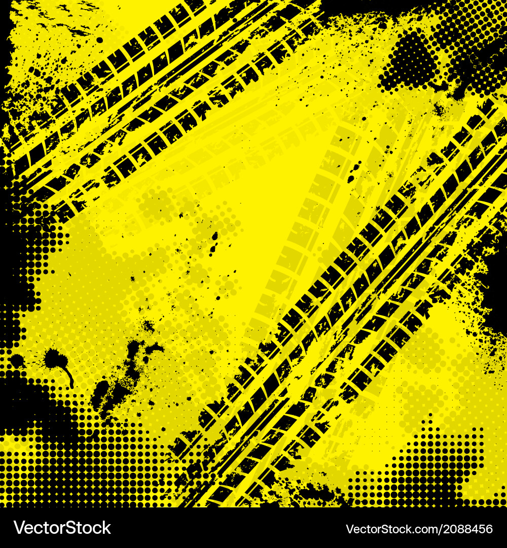 Yellow tire track background Royalty Free Vector Image