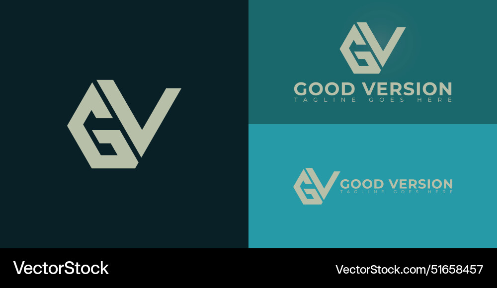 Abstract initial letters gv or vg logo in gold Vector Image