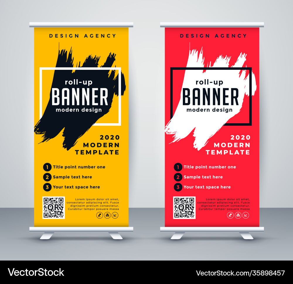 Abstract roll up banner standee template design Vector Image