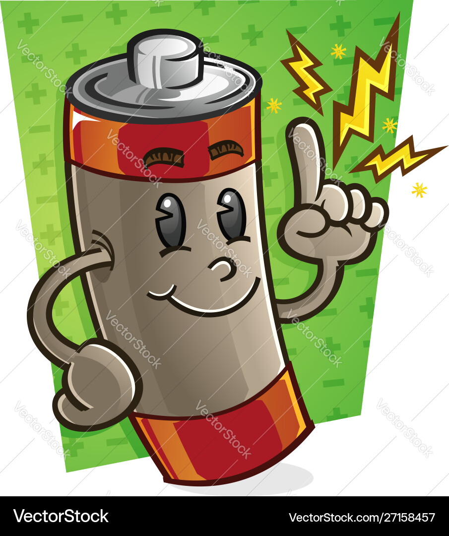 Battery cartoon character Royalty Free Vector Image