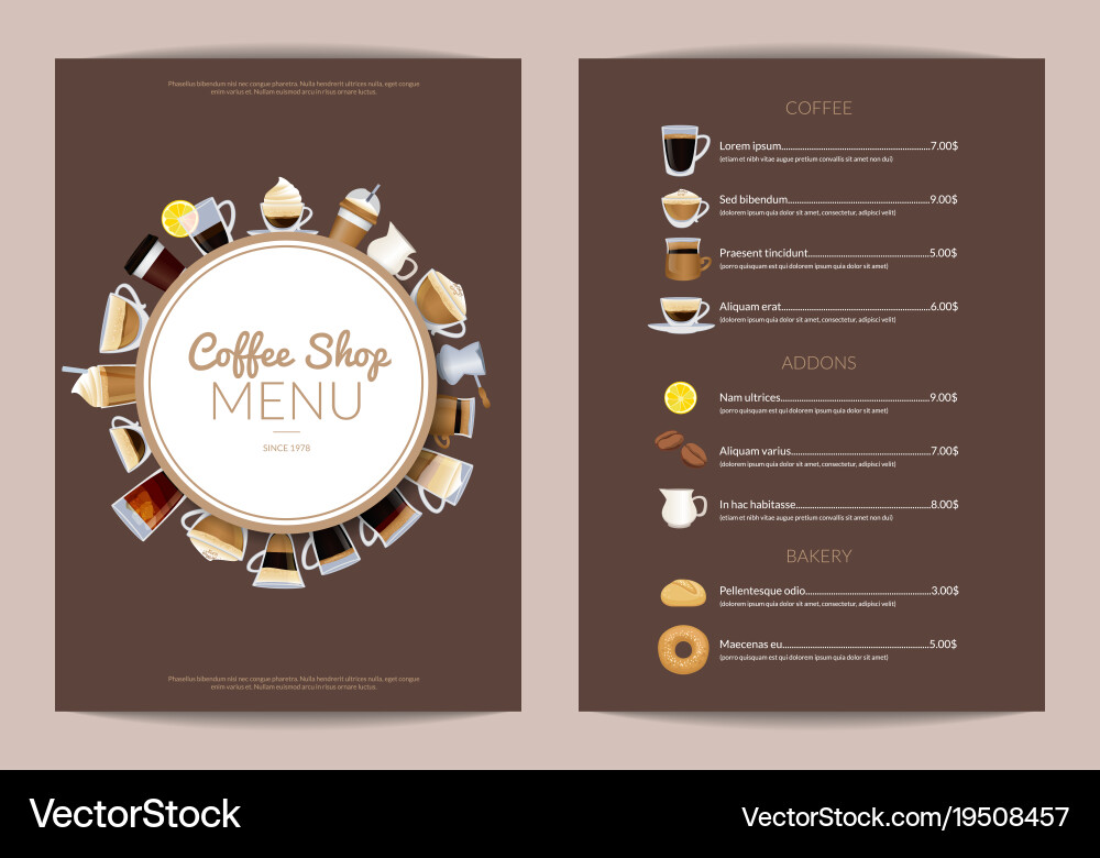 Coffee Shop Menu Template Royalty Free Vector Image