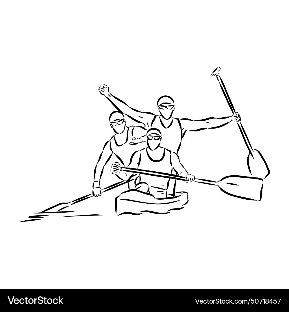 Doodle style canoe and paddles sketch in format Vector Image