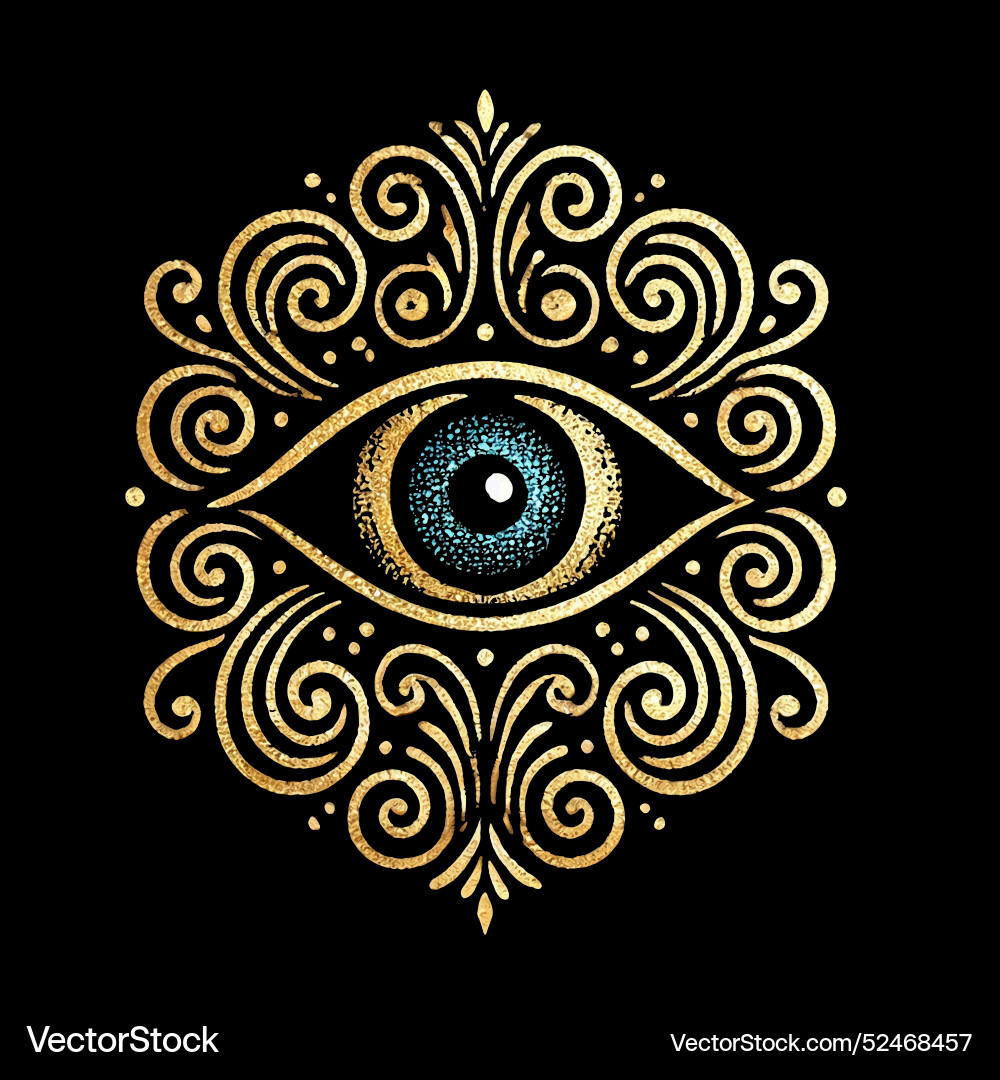 Gold glittery 3d protection from the evil eye Vector Image