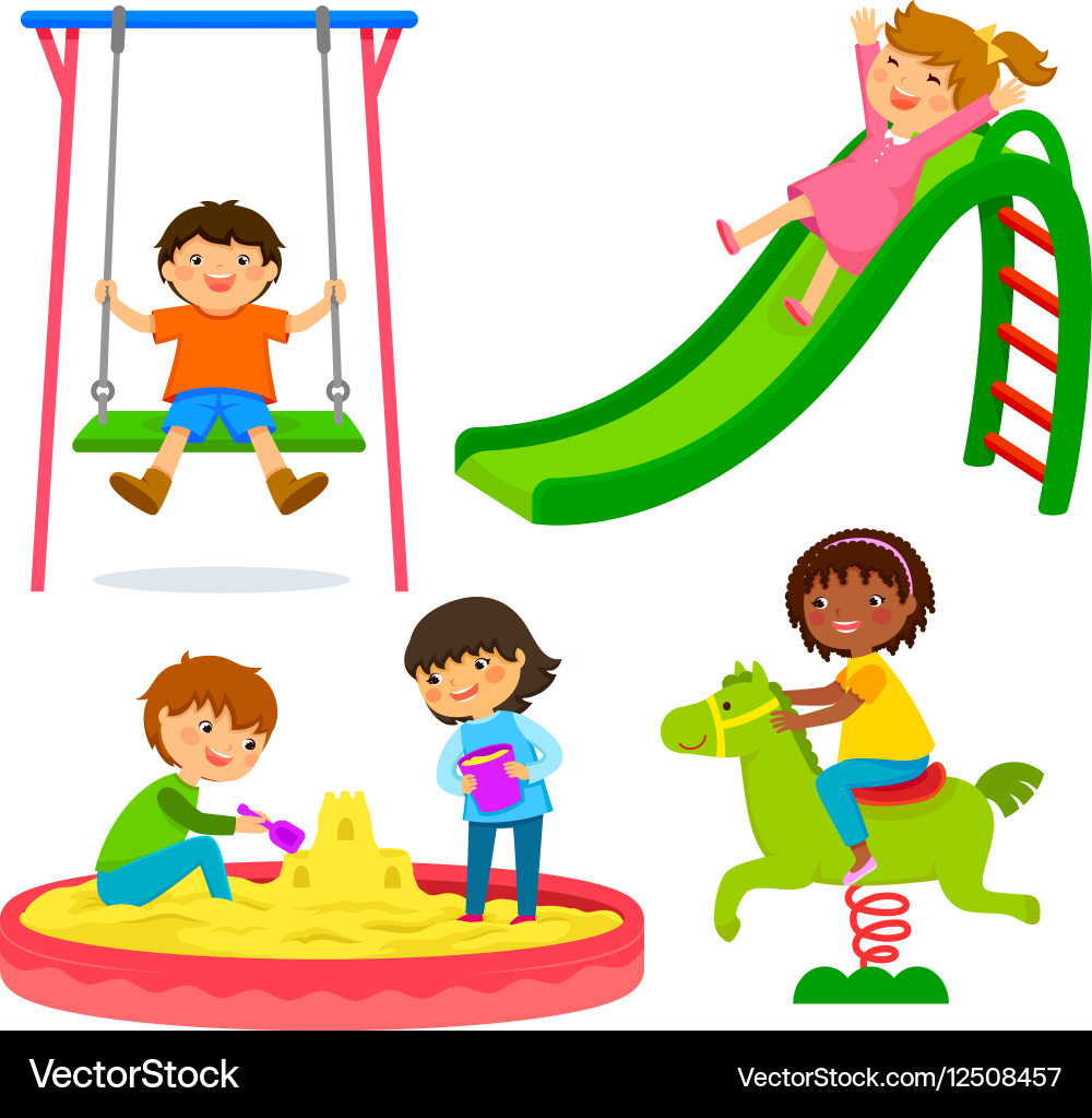 Kids in the playground Royalty Free Vector Image