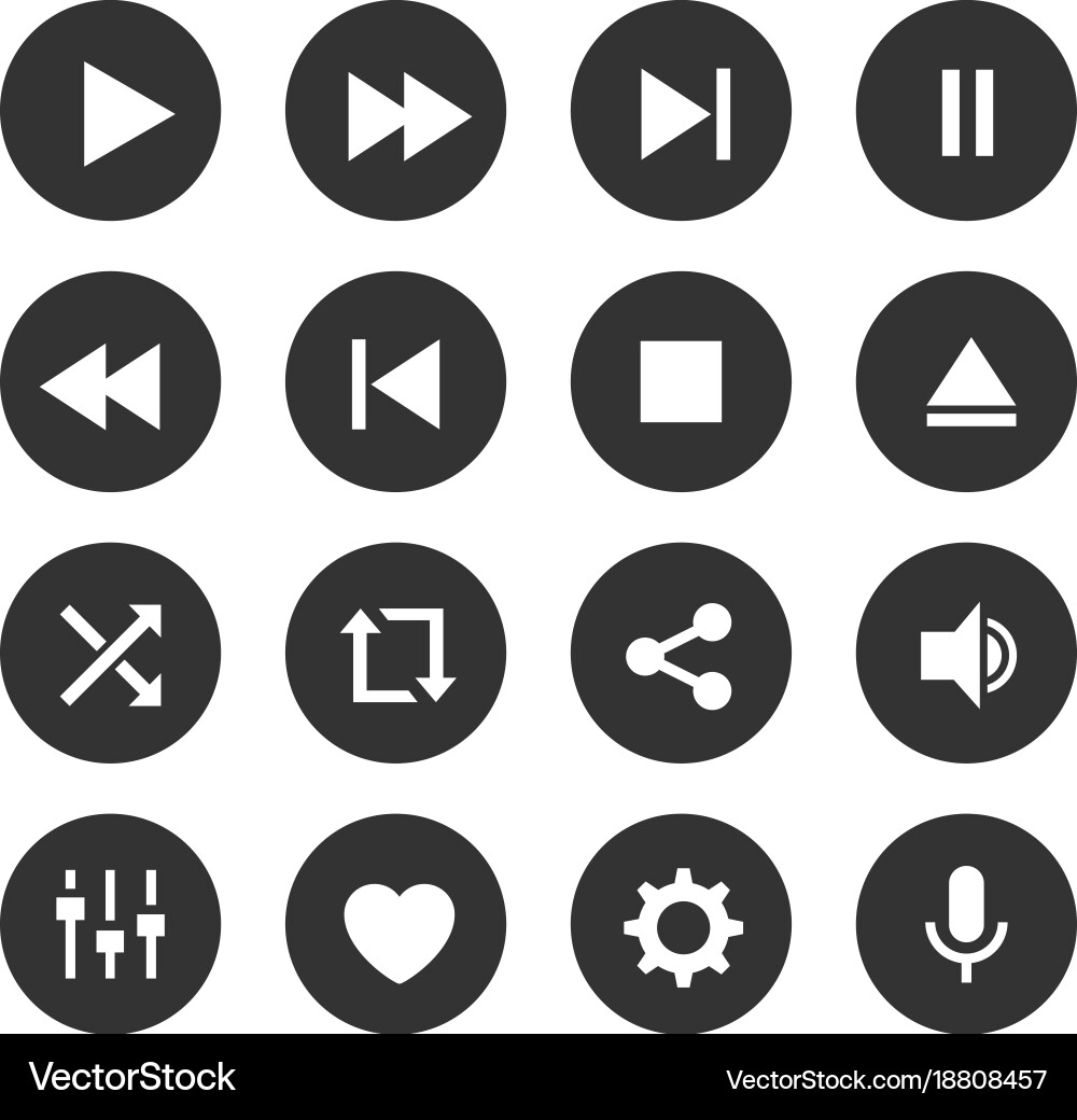 Media player icon set Royalty Free Vector Image