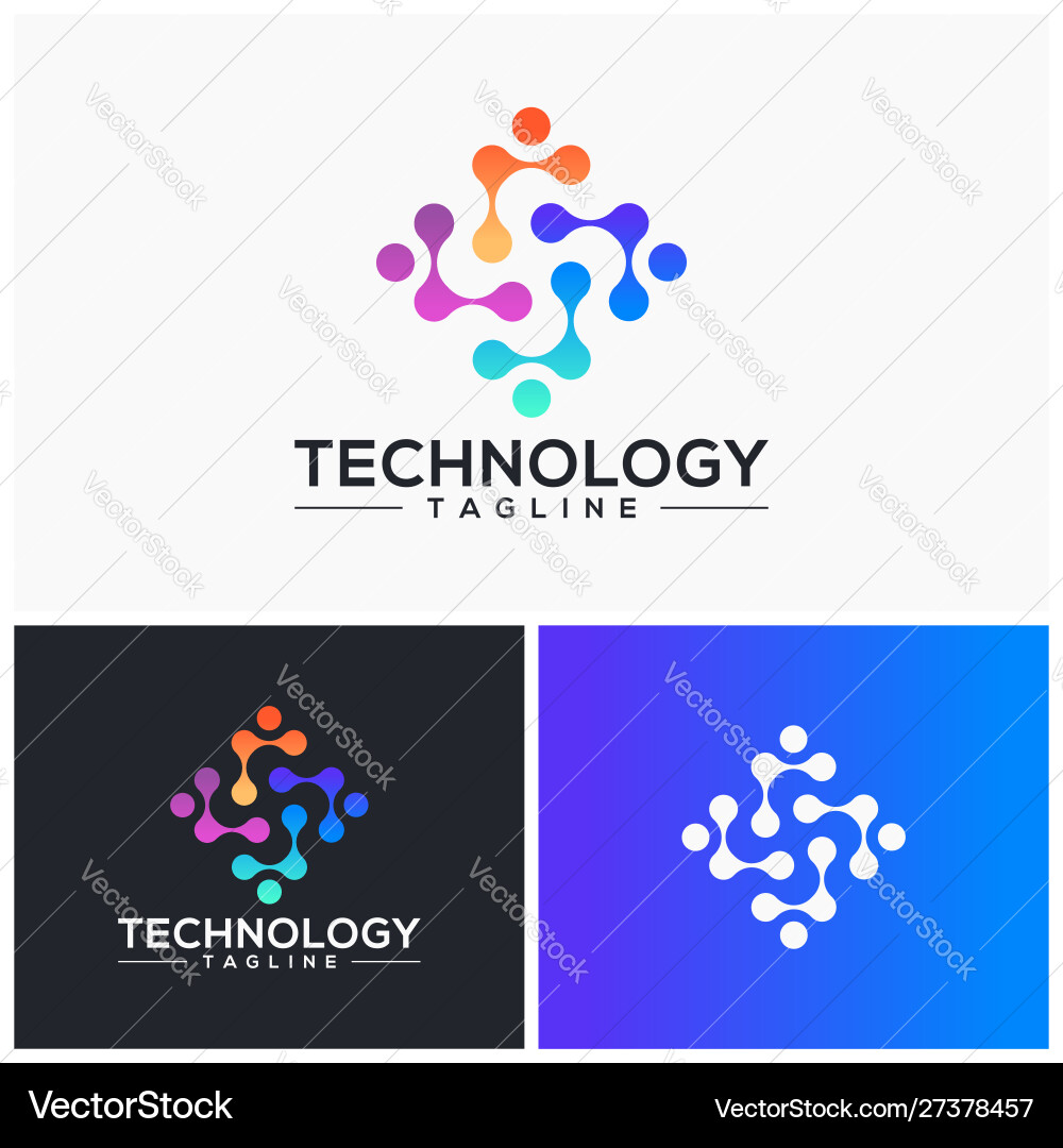 Modern Tech Chip Logo Template Royalty Free Vector Image