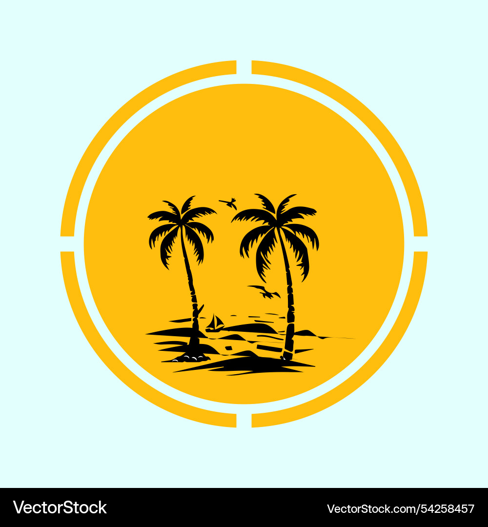 Sunset beach logo Royalty Free Vector Image - VectorStock
