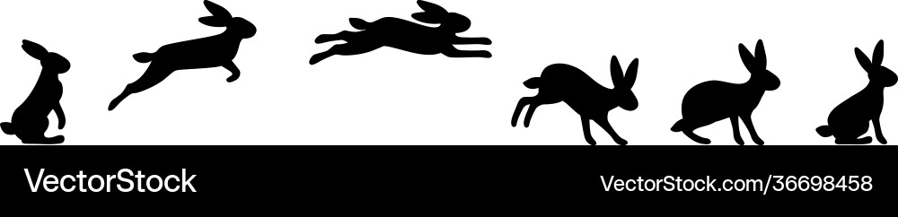 A set rabbit jump phases the hare sits Royalty Free Vector