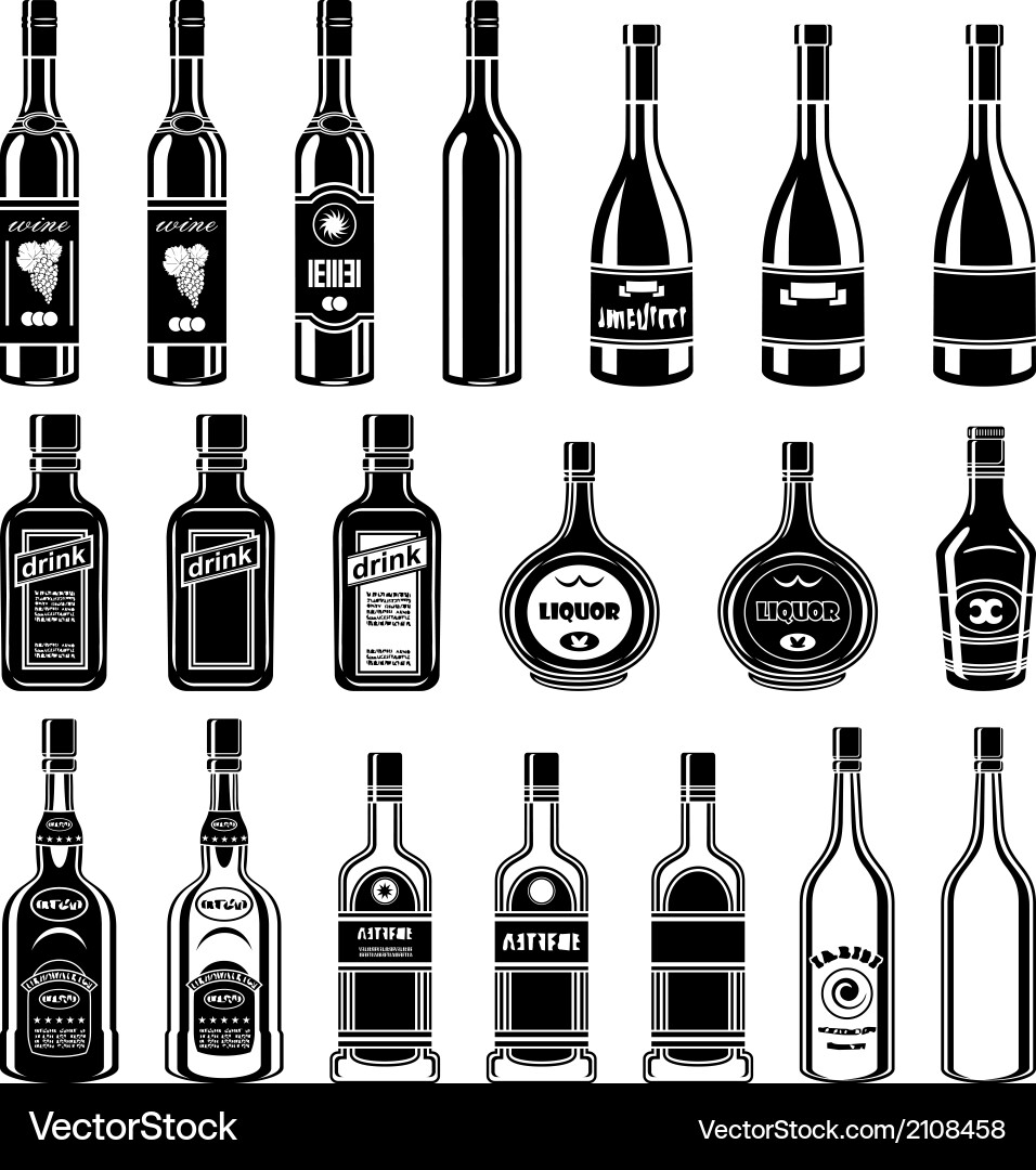 Alcohol Bottle Collection Royalty Free Vector Image