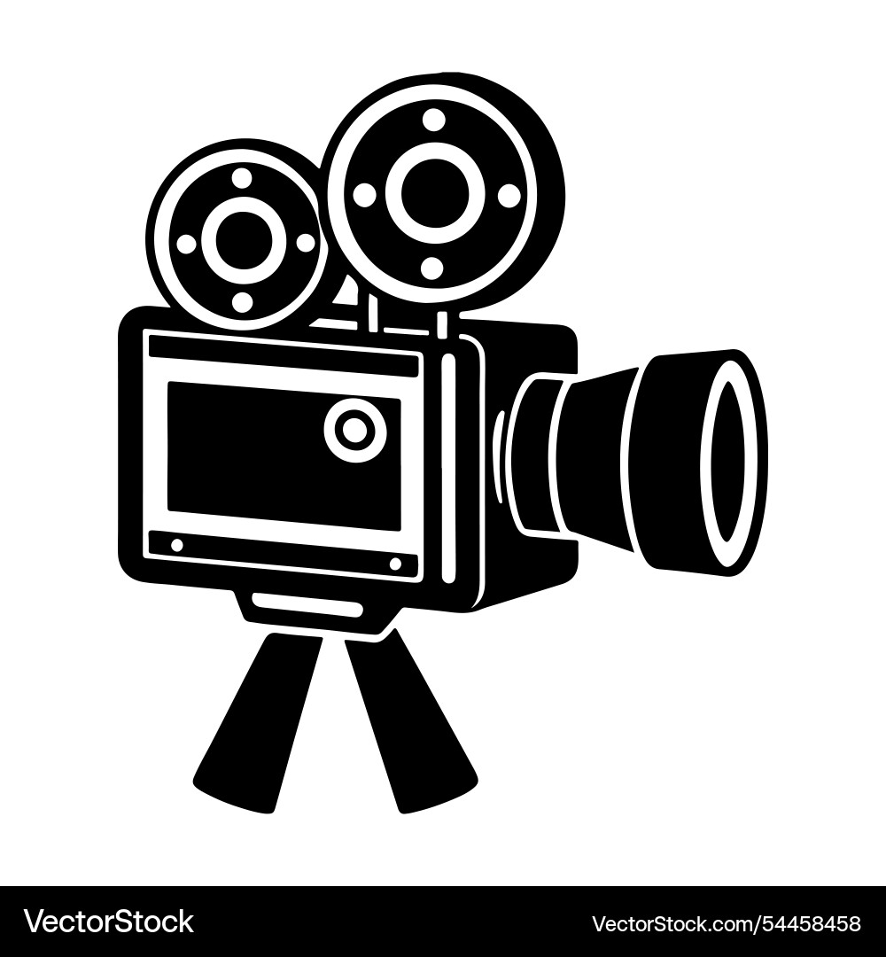 Black and white cinema camera silhouette icon Vector Image