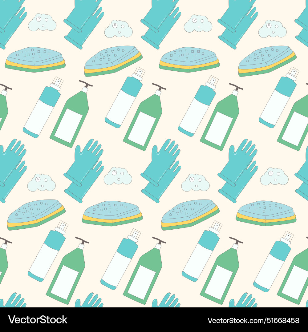 Cleaning supplies seamless pattern tools for wash Vector Image