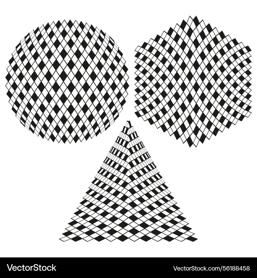Diamond warped shapes optical twisted mesh Vector Image