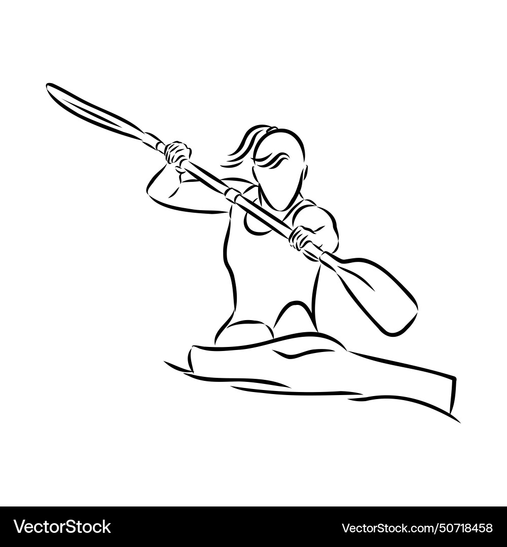 Doodle style canoe and paddles sketch in format Vector Image