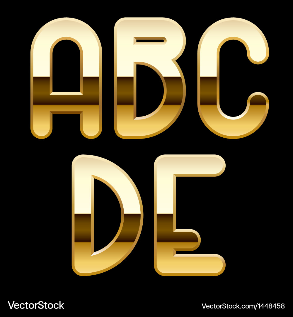 Gold alphabet letters Royalty Free Vector Image
