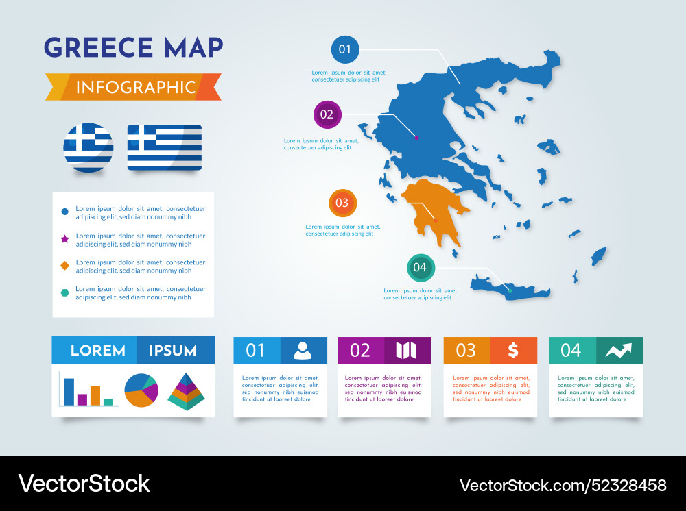 Greece map infographic template Royalty Free Vector Image