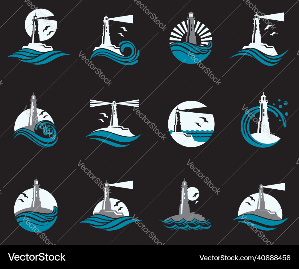 Lighthouse icon set Royalty Free Vector Image - VectorStock