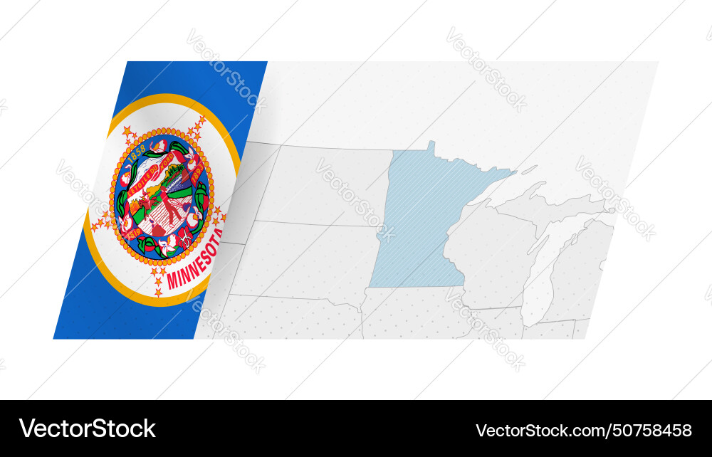 Minnesota map in modern style with flag Royalty Free Vector