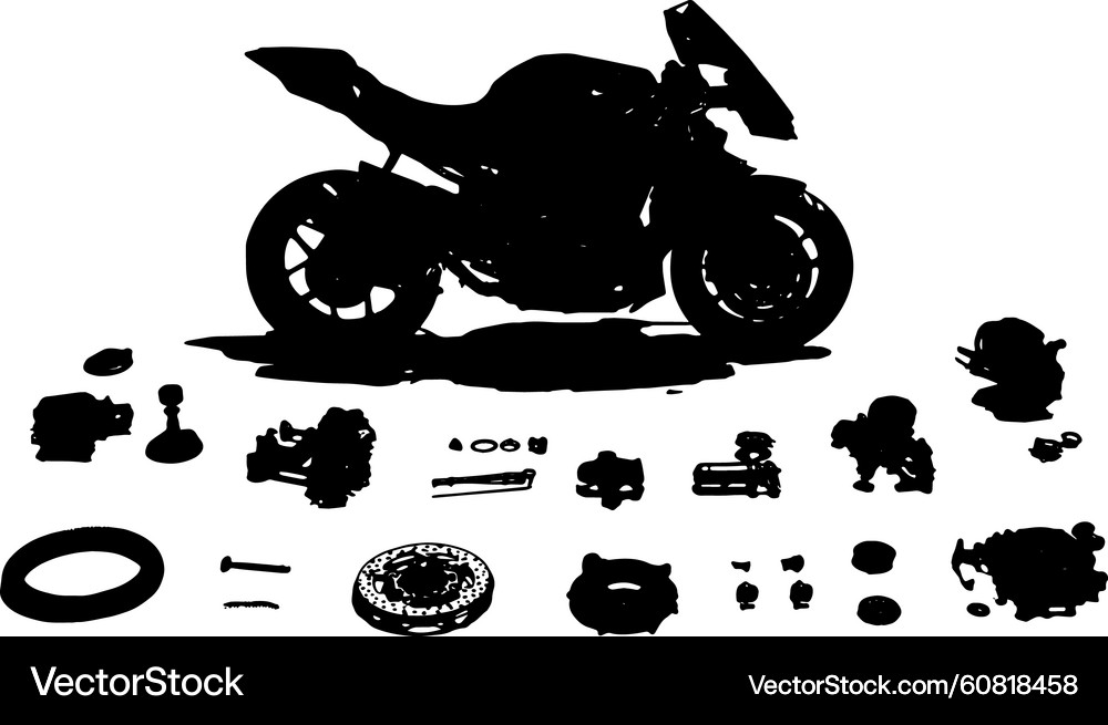 Motorcycle Parts Exploded View Diagram – Royalty-Free Vector | VectorStock