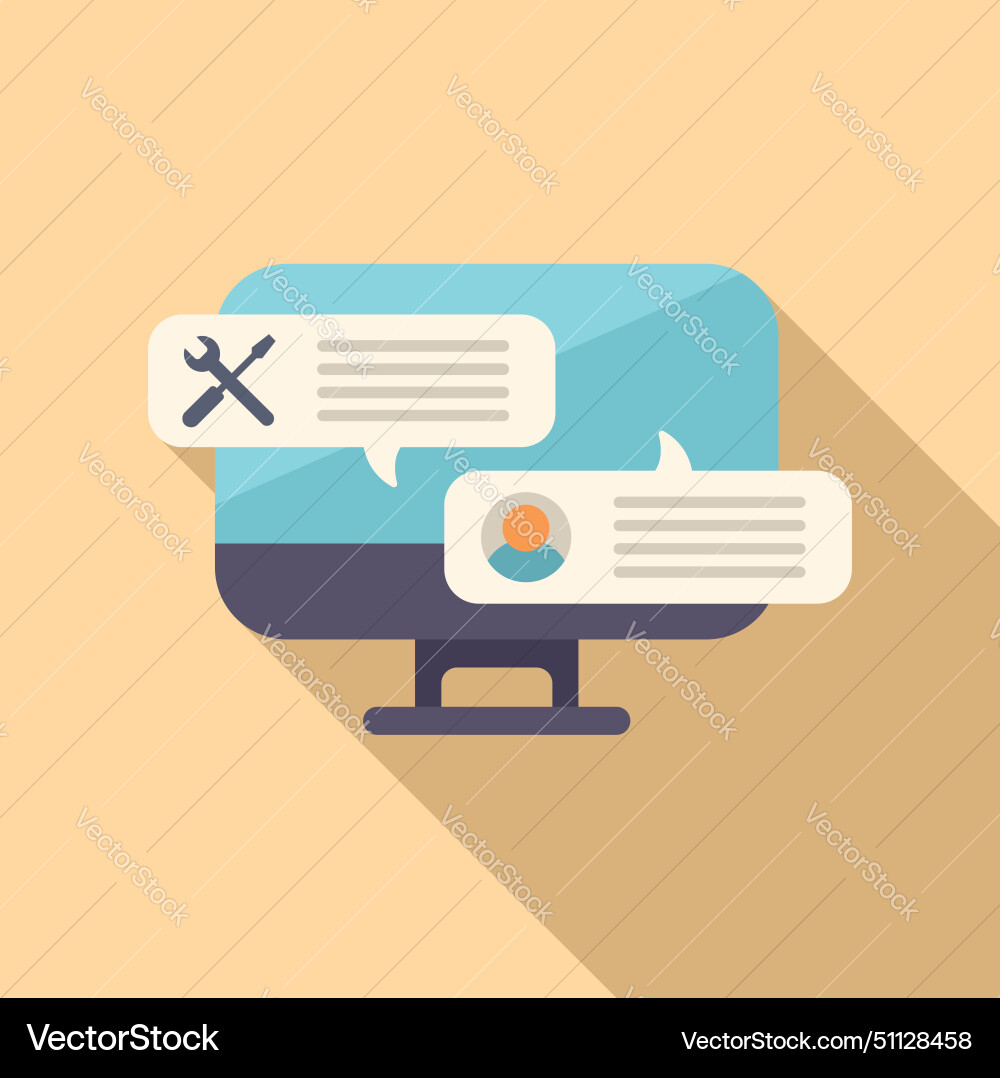 Online computer chat assistance icon flat Vector Image