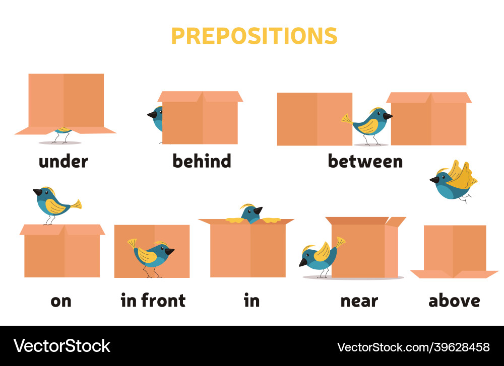 Set of preposition place educational worksheet Vector Image